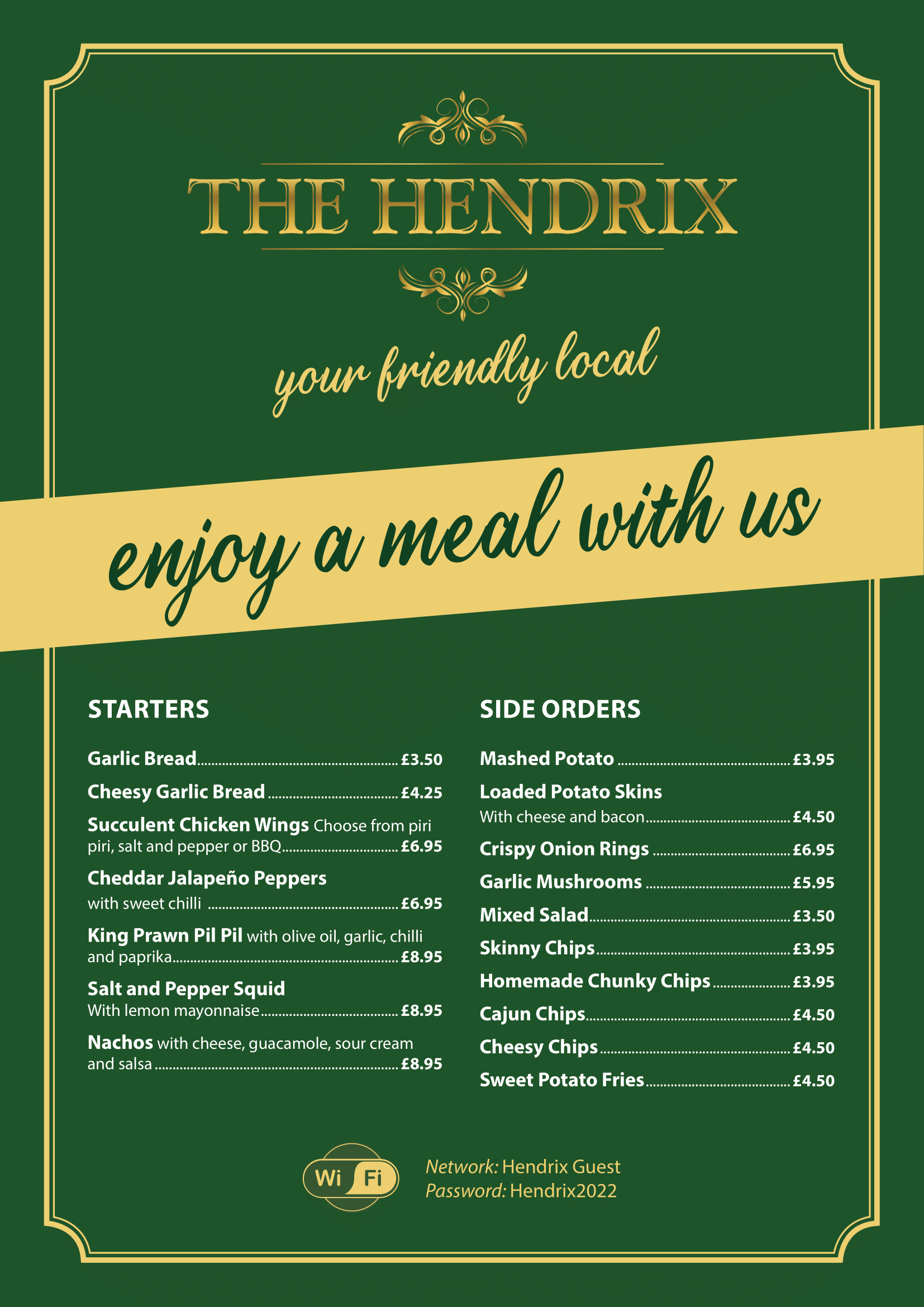 Food & Drinks | The Hendrix | British Pub & Bar in Gibraltar